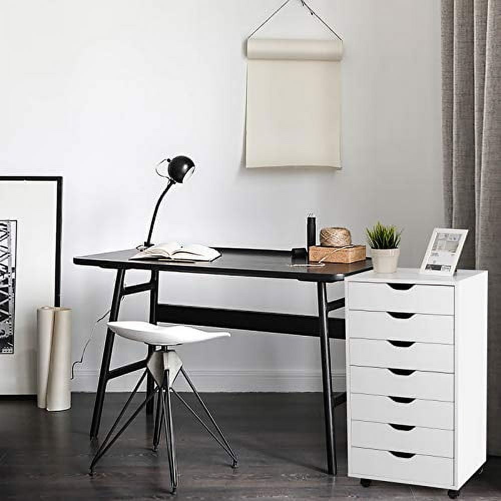 7 Drawer File Cabinet, Narrow Storage Cabinet with Universal Wheels ...