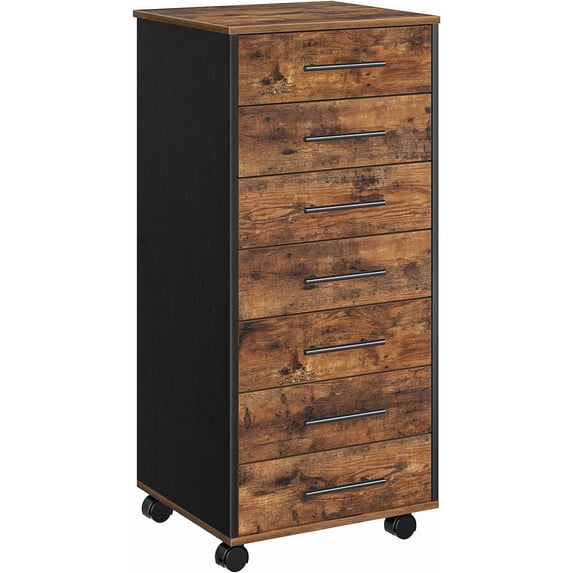 7-Drawer File Cabinet, Wooden Office Cabinet with Drawers, Mobile ...