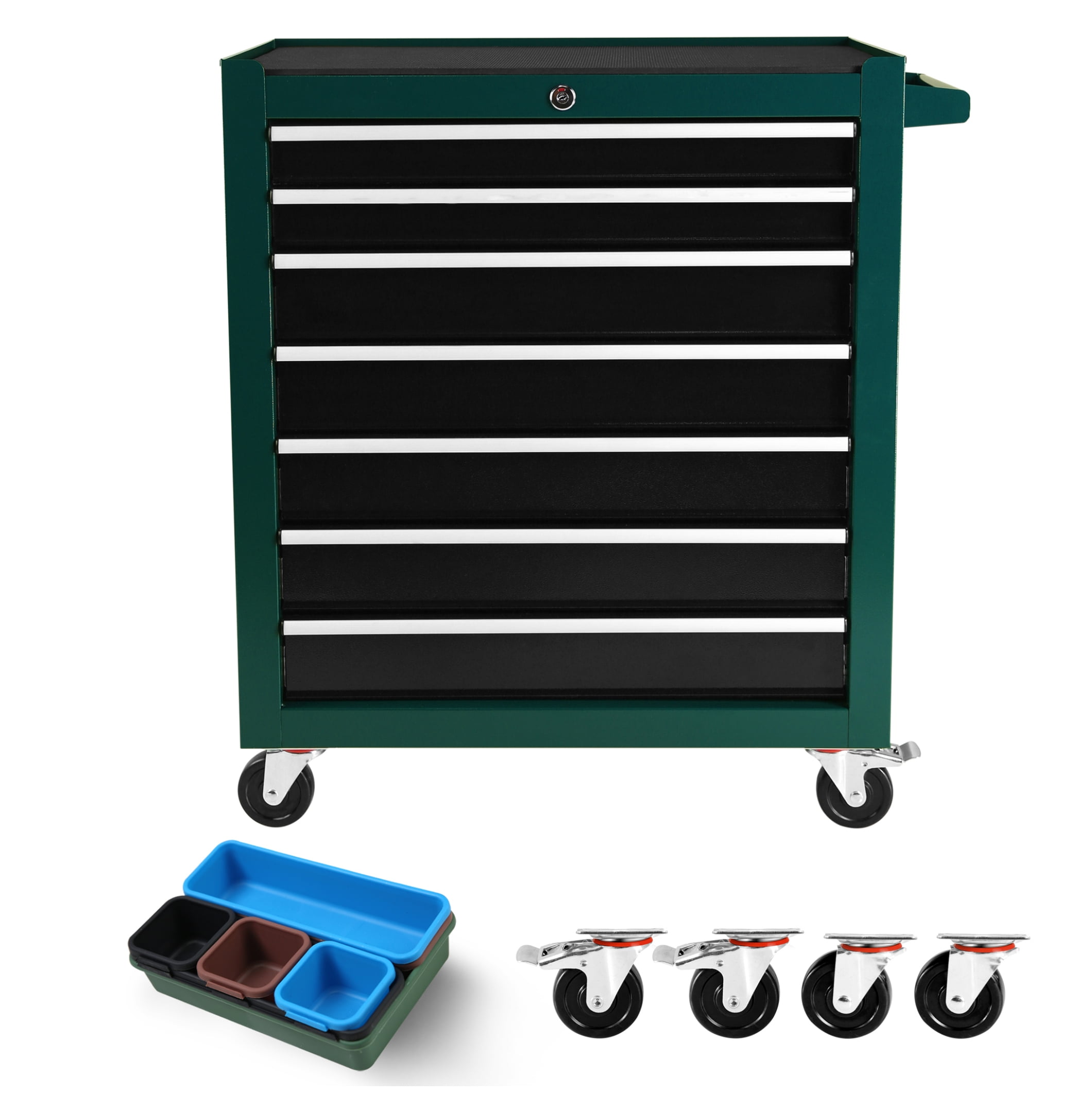 7-Drawer Rolling Tool Cart, Lockable Tool Box with Wheels - Heavy Duty ...