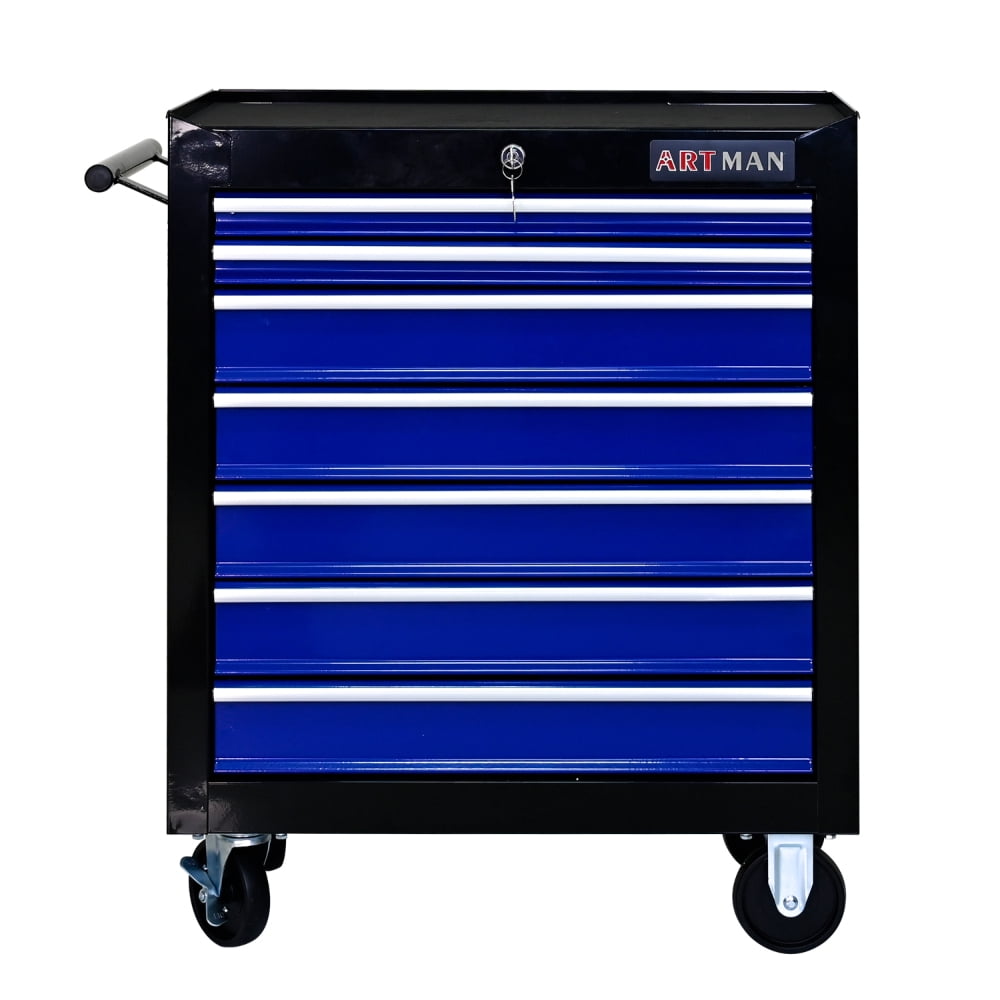 7-Drawer Rolling Tool Cart Mobile Utility Storage Black Blue - Walmart.com
