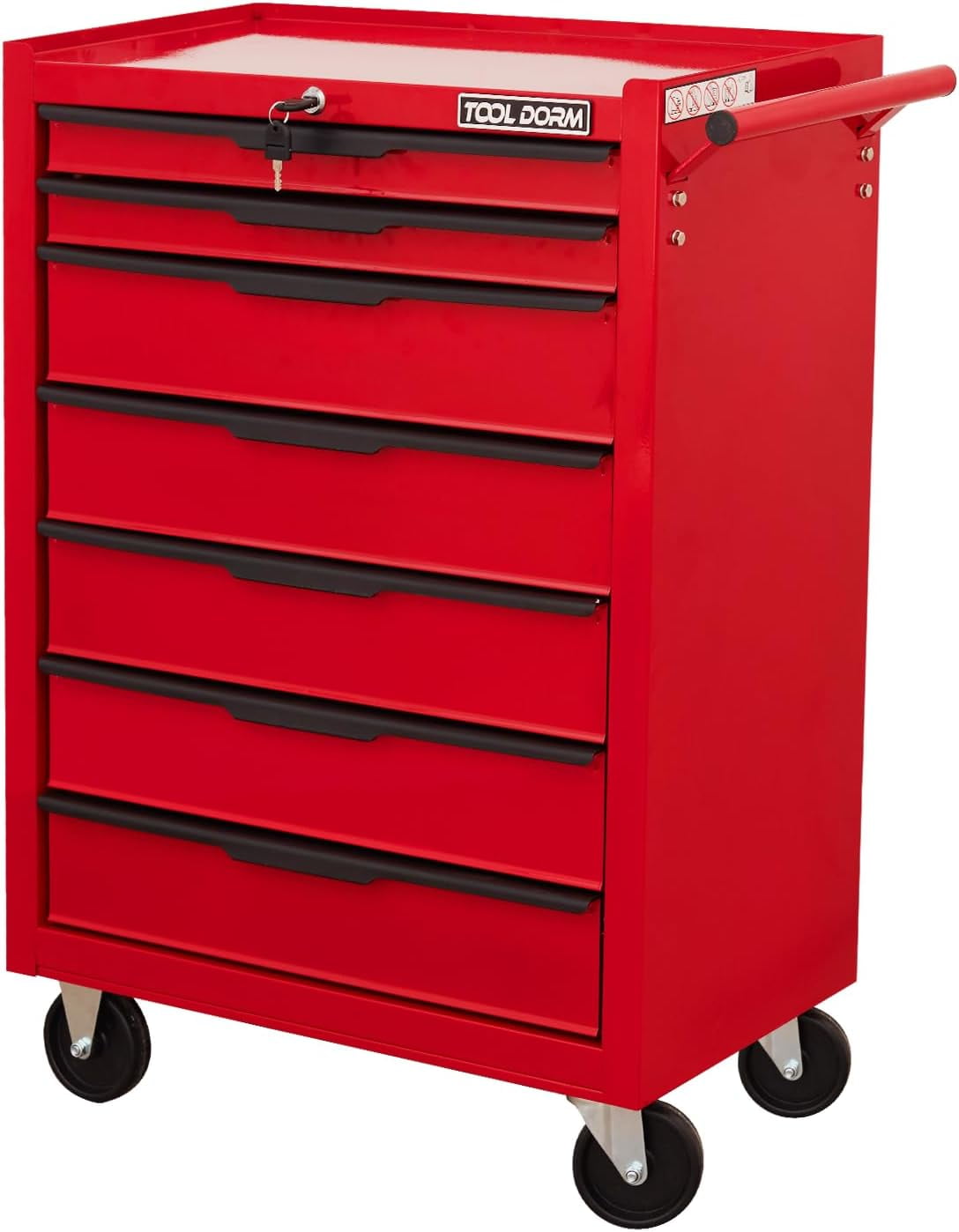 7-Drawer Rolling Tool Chest Cabinet, Large Capacity Metal Tool Box with Wheels and Keyed Locking ...