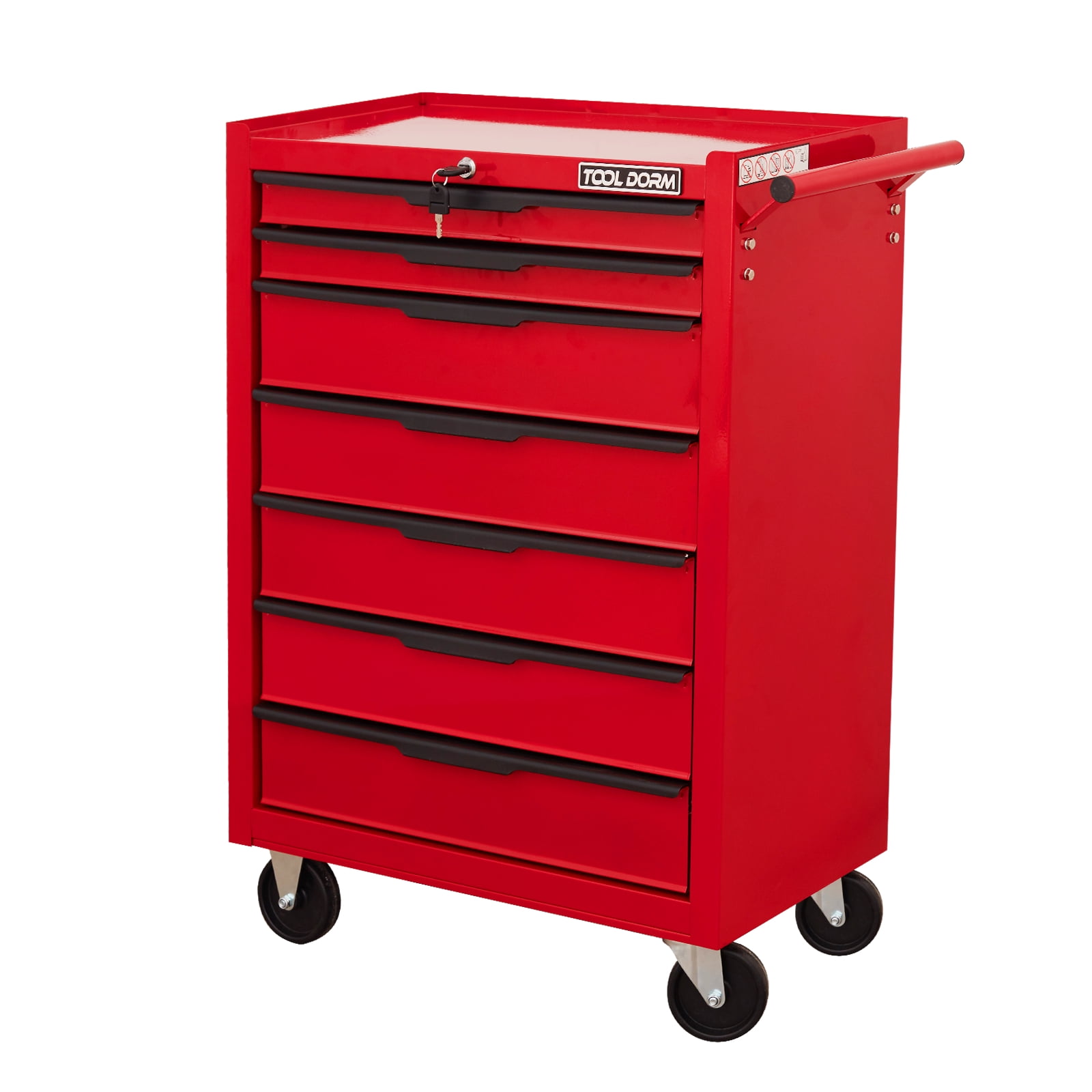 7-Drawer Rolling Tool Chest Cabinet, Large Capacity Metal Tool Box with Wheels and Keyed Locking ...