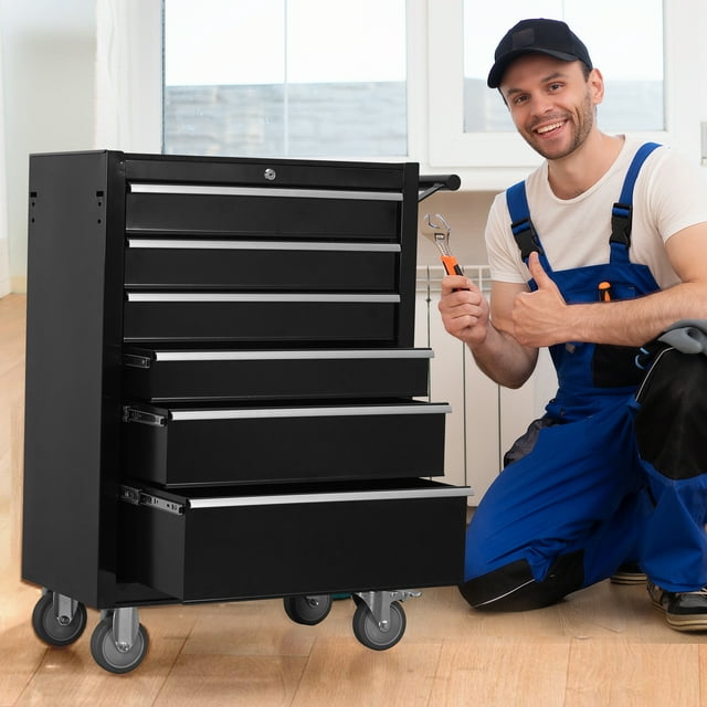 7-Drawer Rolling Tool Chest Cabinet, Large Capacity Metal Tool Box with Wheels - Walmart.com