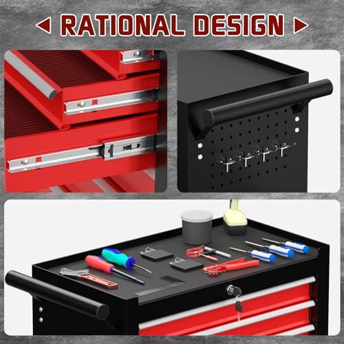 7-Drawer Rolling Tool Chest,Metal Rolling Tool Chest with Wheels and Locking Tool Box,Portable ...