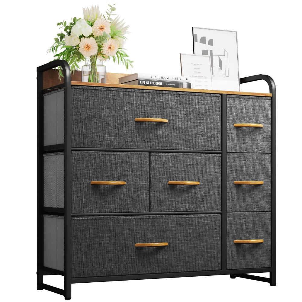 7-Drawer Storage Tower , Sturdy Steel Frame & Wooden Top Dresser,Fabric ...