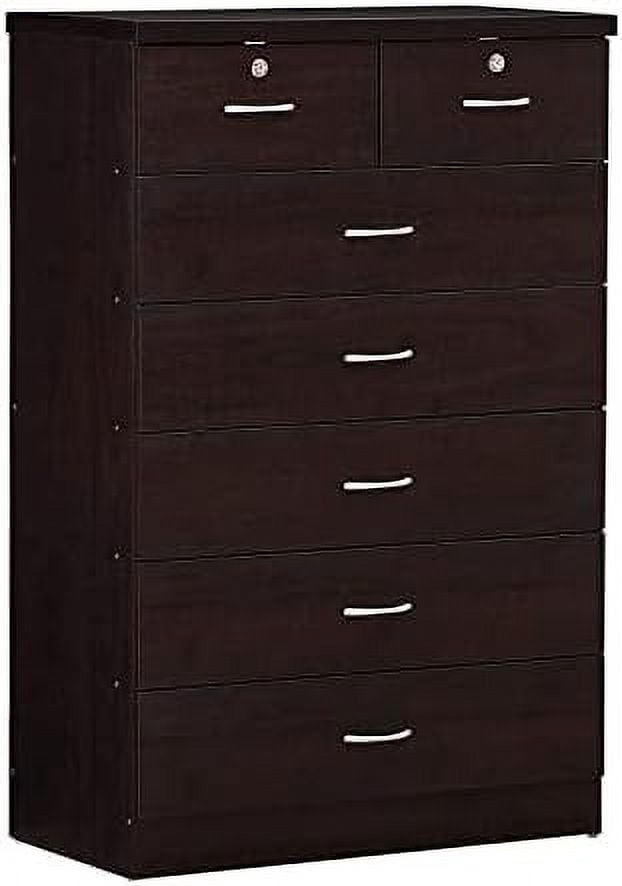 7 Drawer Wood Dresser for Bedroom 31.5 inch Wide Chest of Drawers with ...