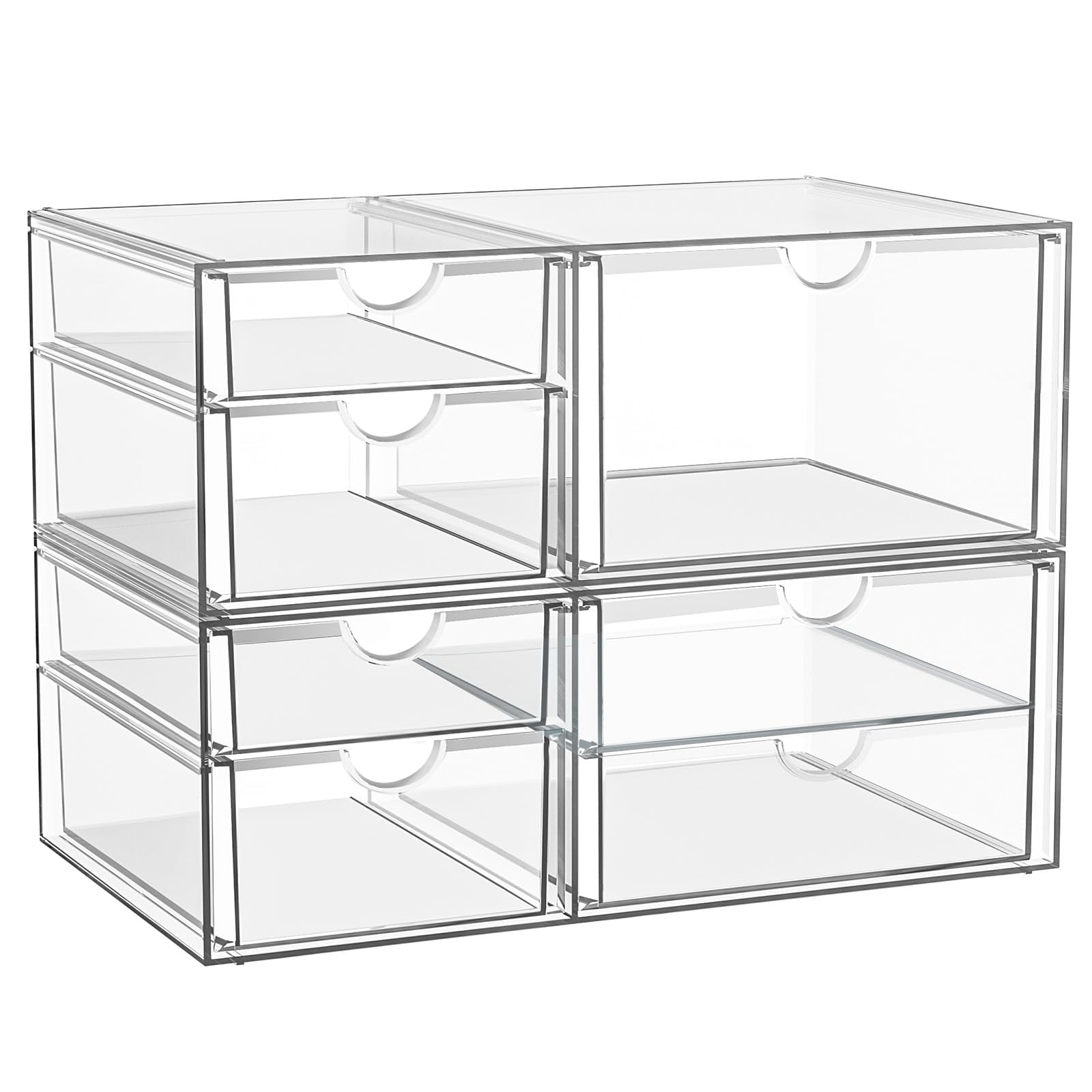 7 Drawers Clear Plastic Makeup Organizer, Multi-Purpose Home Storage ...