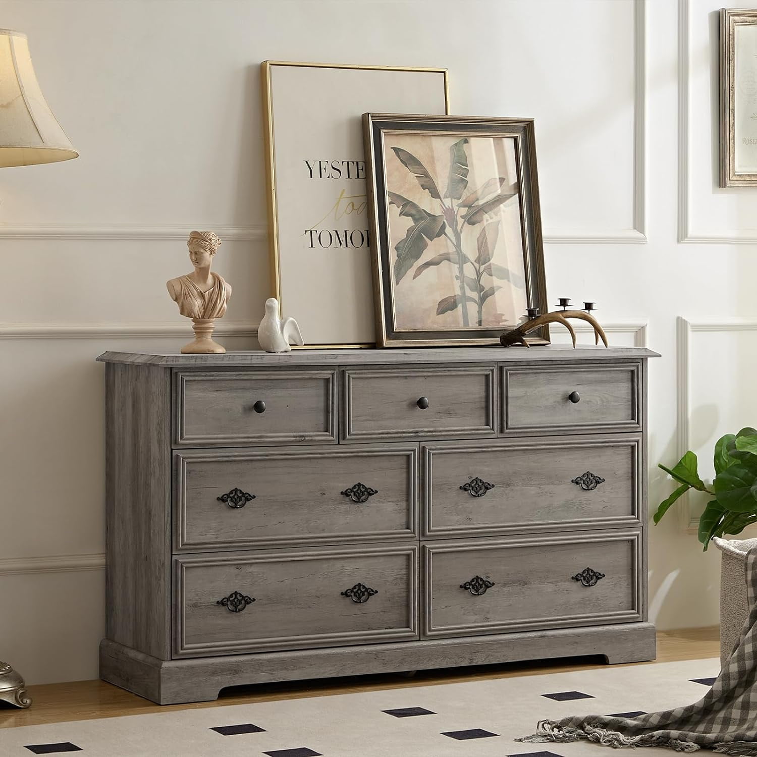 7 Drawers Dresser for Bedroom, 54'' Wide Chests Of Drawers Storage ...