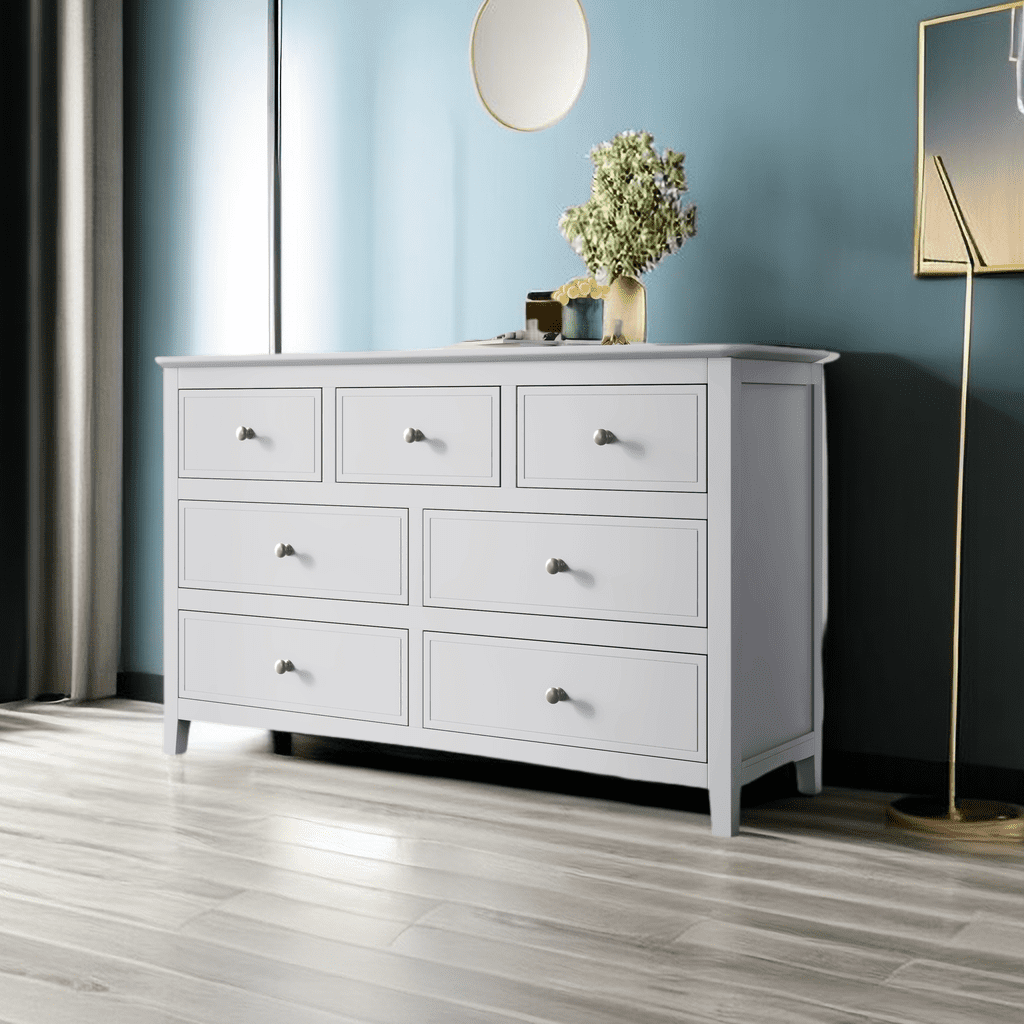 7 Drawers Dresser, Solid Wood Chest of Drawers with 7 Drawers, Modern ...