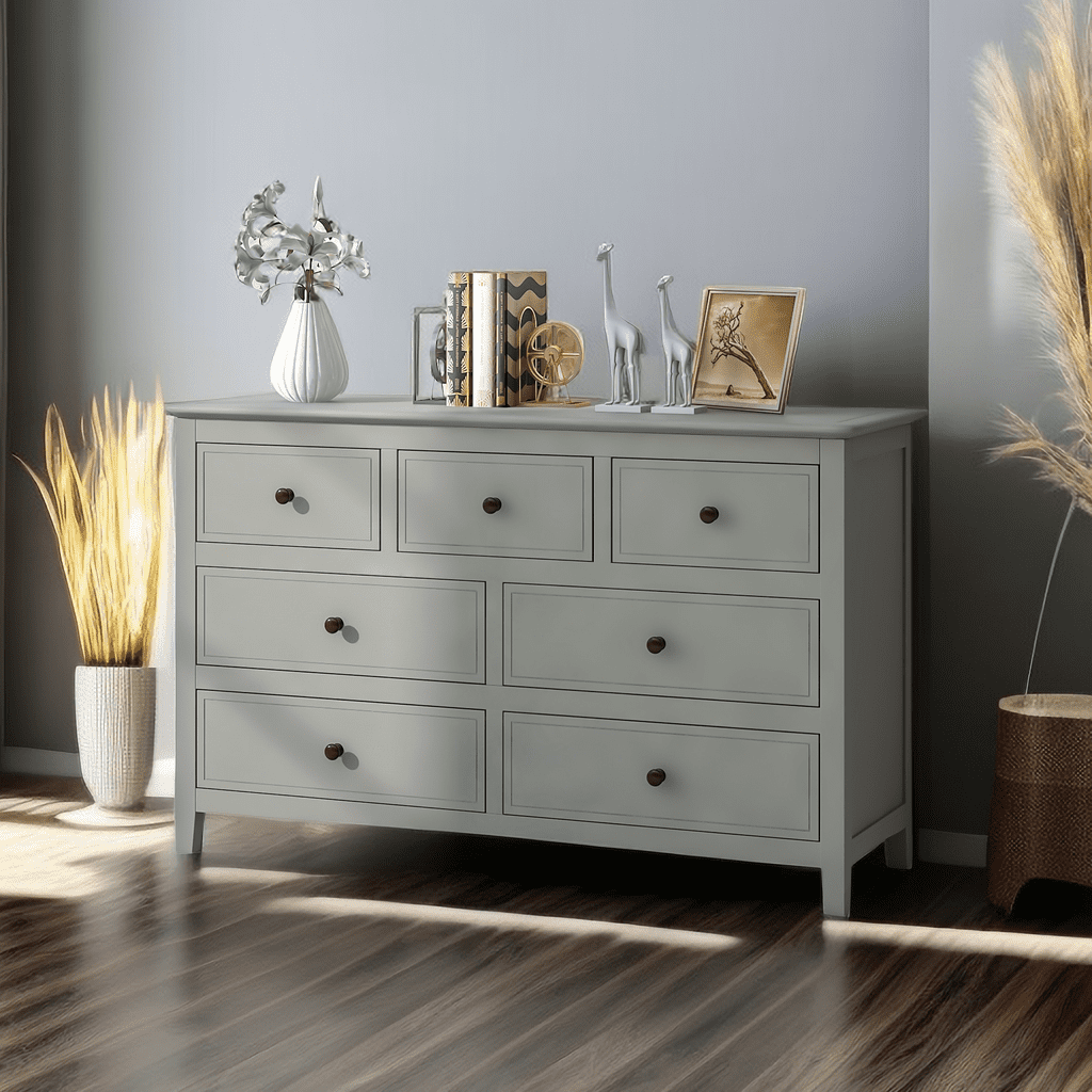 7 Drawers Dresser, Solid Wood Chest of Drawers with 7 Drawers, Modern ...