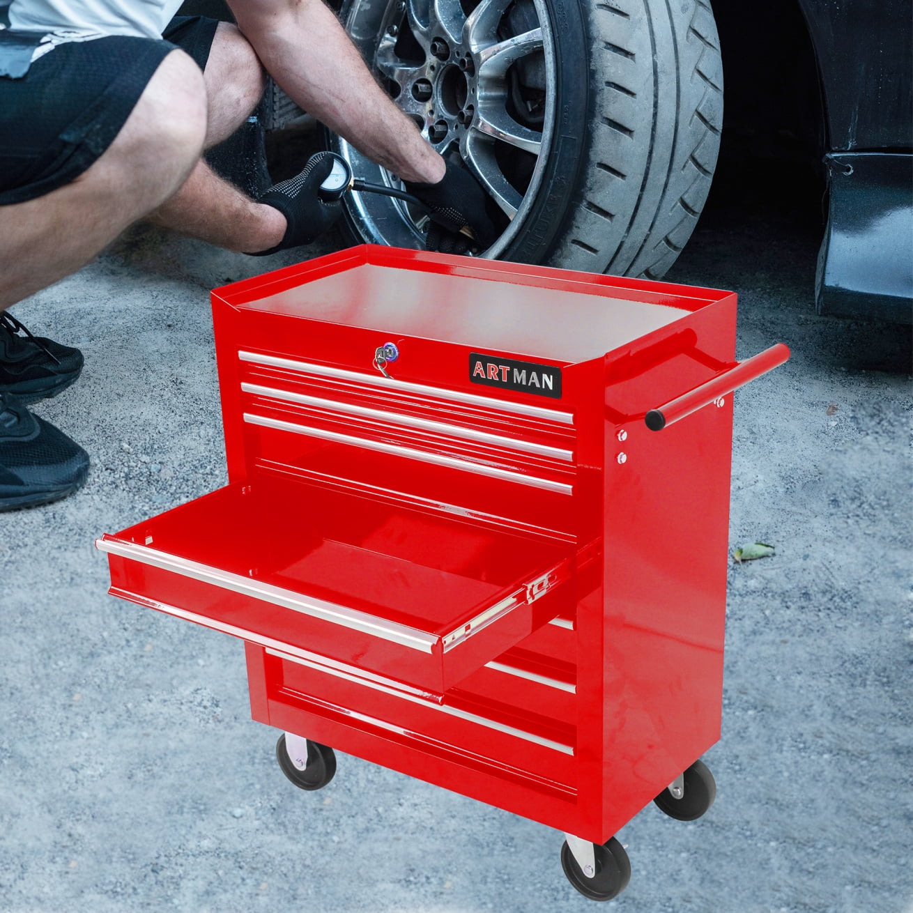7 Drawers Rolling Tool Chest Tool Box with Wheels, Multifunctional Tool ...