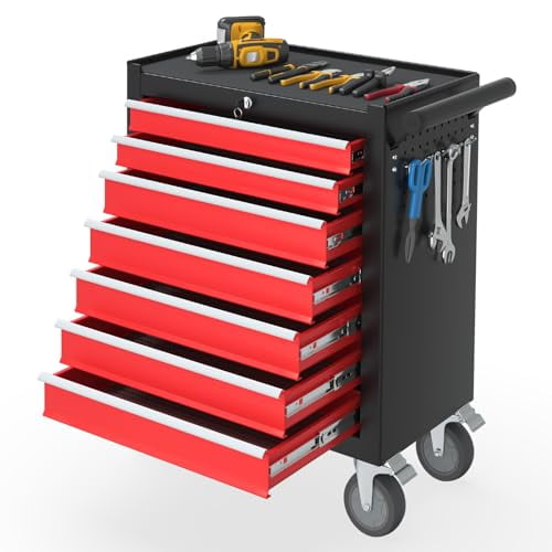 7-Drawers Rolling Tool Chest with Wheels, Rolling Tool Chest with ...