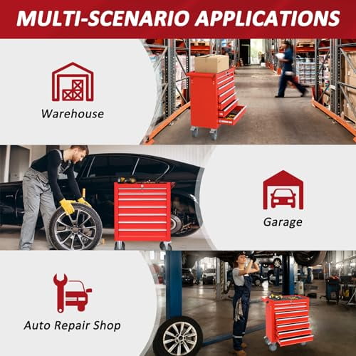 7-Drawers Rolling Tool Chest with Wheels, Rolling Tool Chest with ...