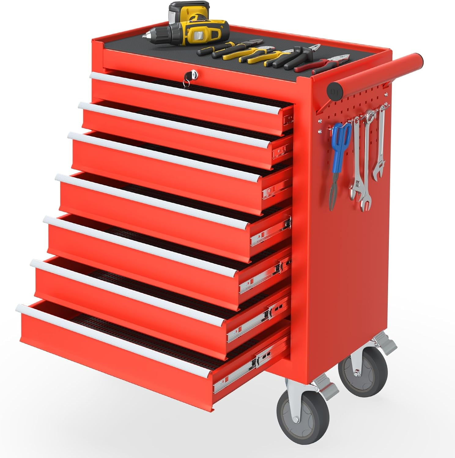 7-Drawers Rolling Tool Chest with Wheels, Rolling Tool Chest with Drawers, Portable Rolling Tool ...