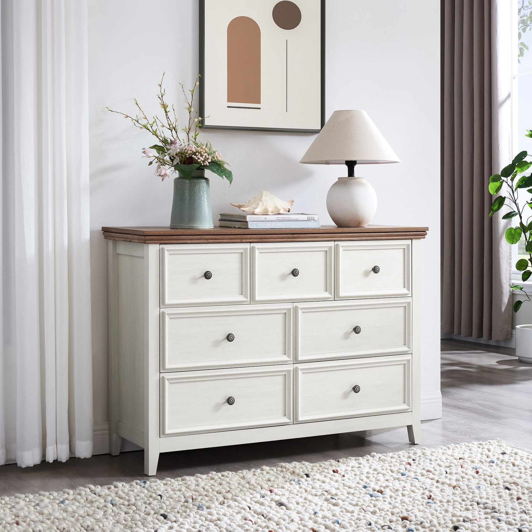 7 Drawers Tall Chest with Spacious Desktop / Allows for Displaying ...