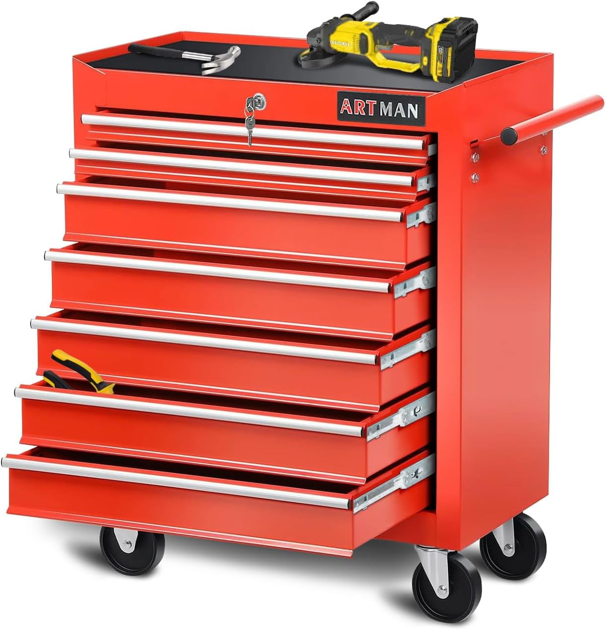 7-Drawers Tool Cabinets On Wheels, Rolling Tool Chest With Drawers ...