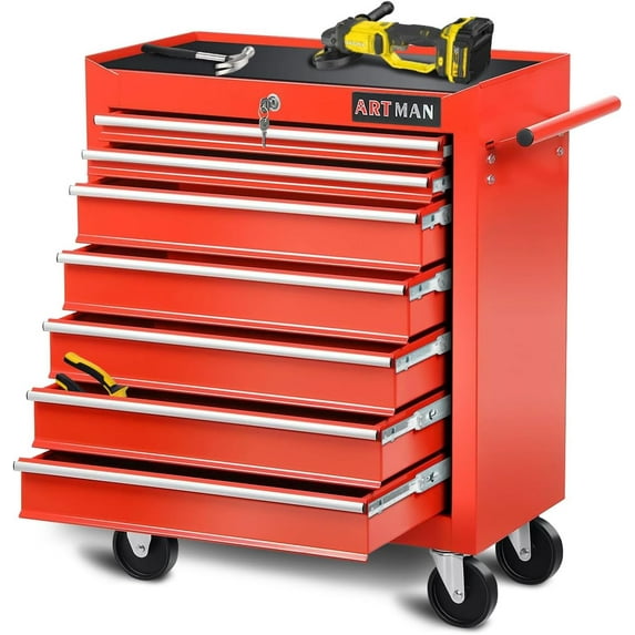 7-Drawers Tool Cabinets On Wheels, Rolling Tool Chest With Drawers, Craftsman Tool Box With ...