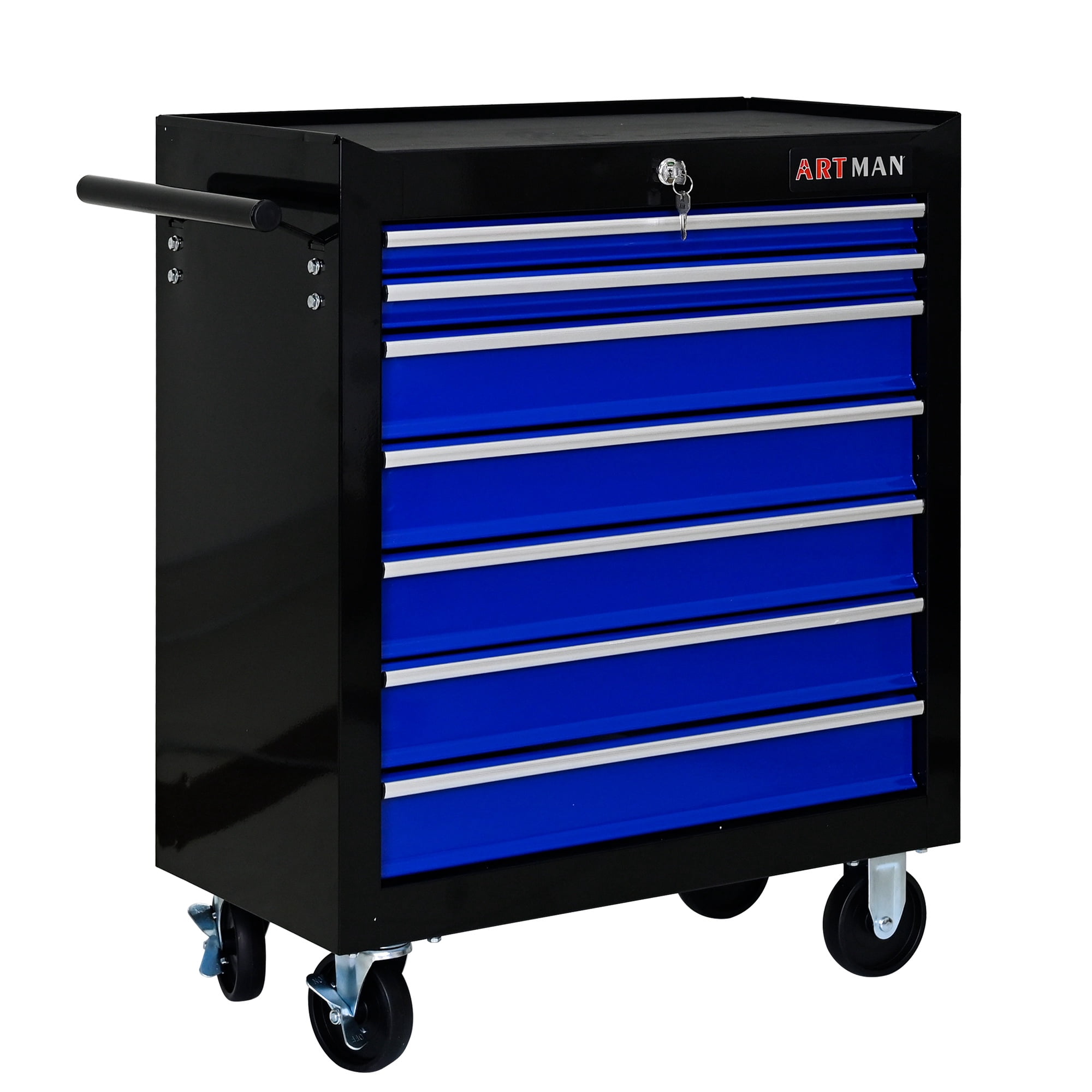 7 Drawers Tool Cart on Wheels, 24'' Multifunctional Rolling Tool Chest ...