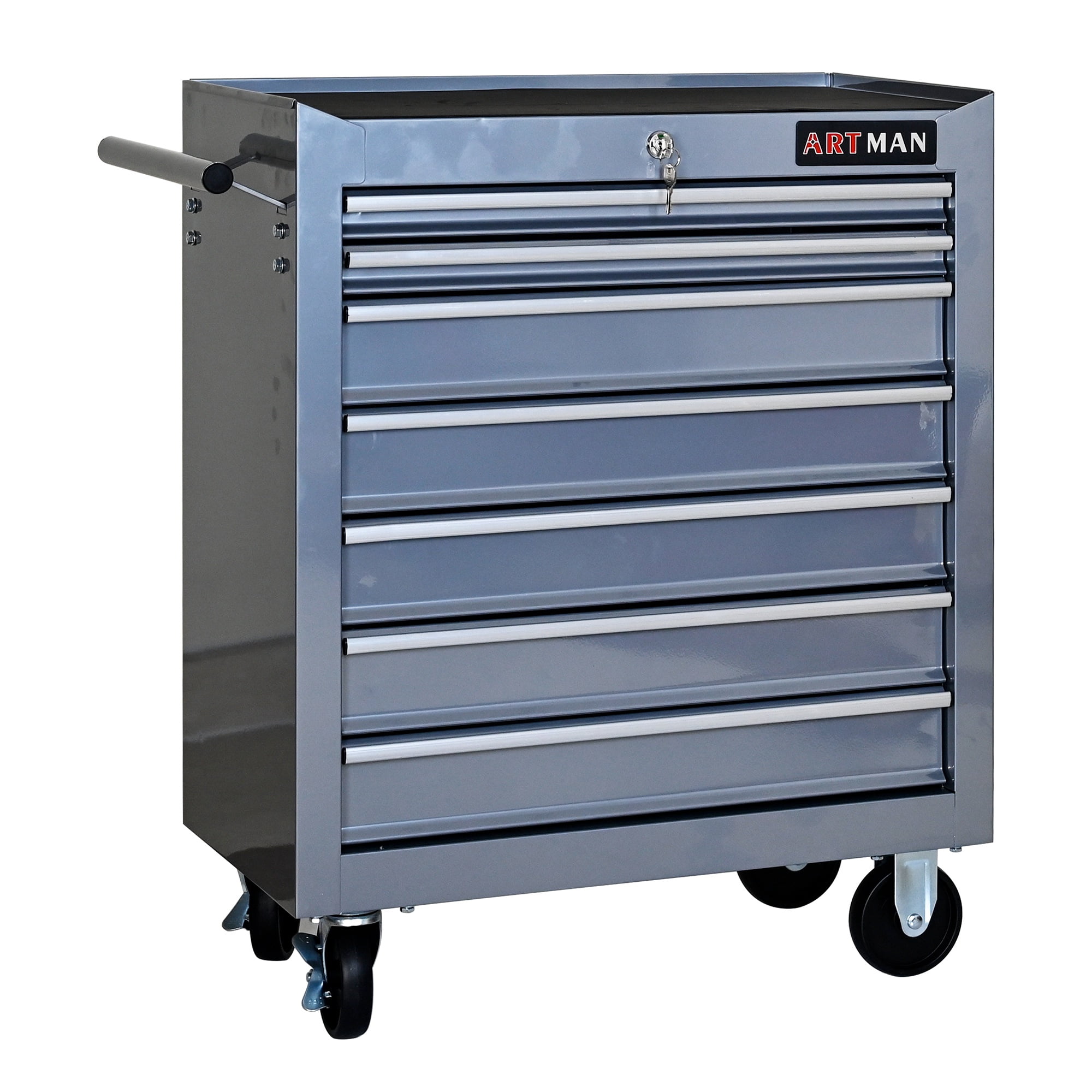 7 Drawers Tool Cart on Wheels, 24'' Multifunctional Rolling Tool Chest ...
