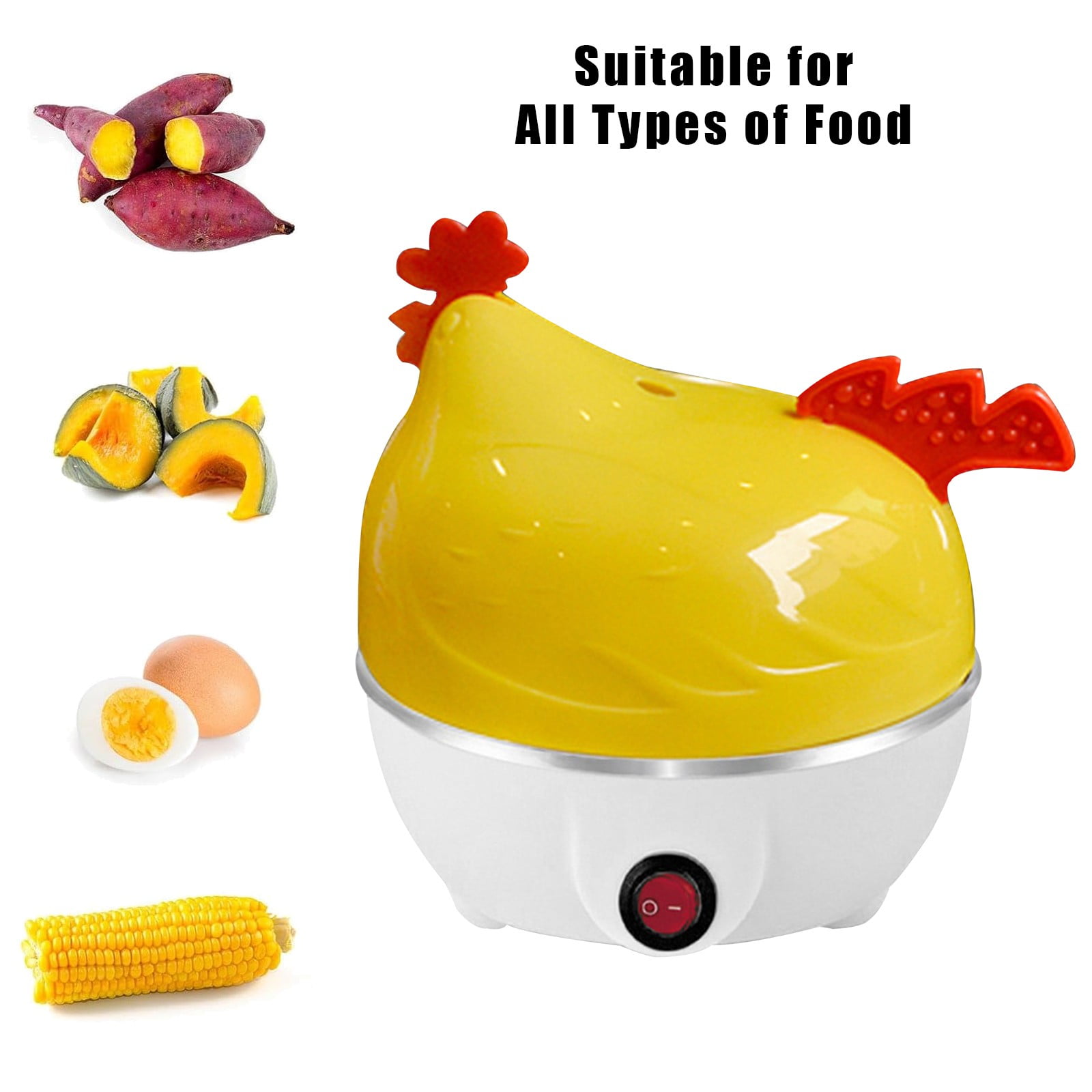 7 Eggs Capacity Egg Steamer Cute Chicken Shape Egg Cooker Mini ...