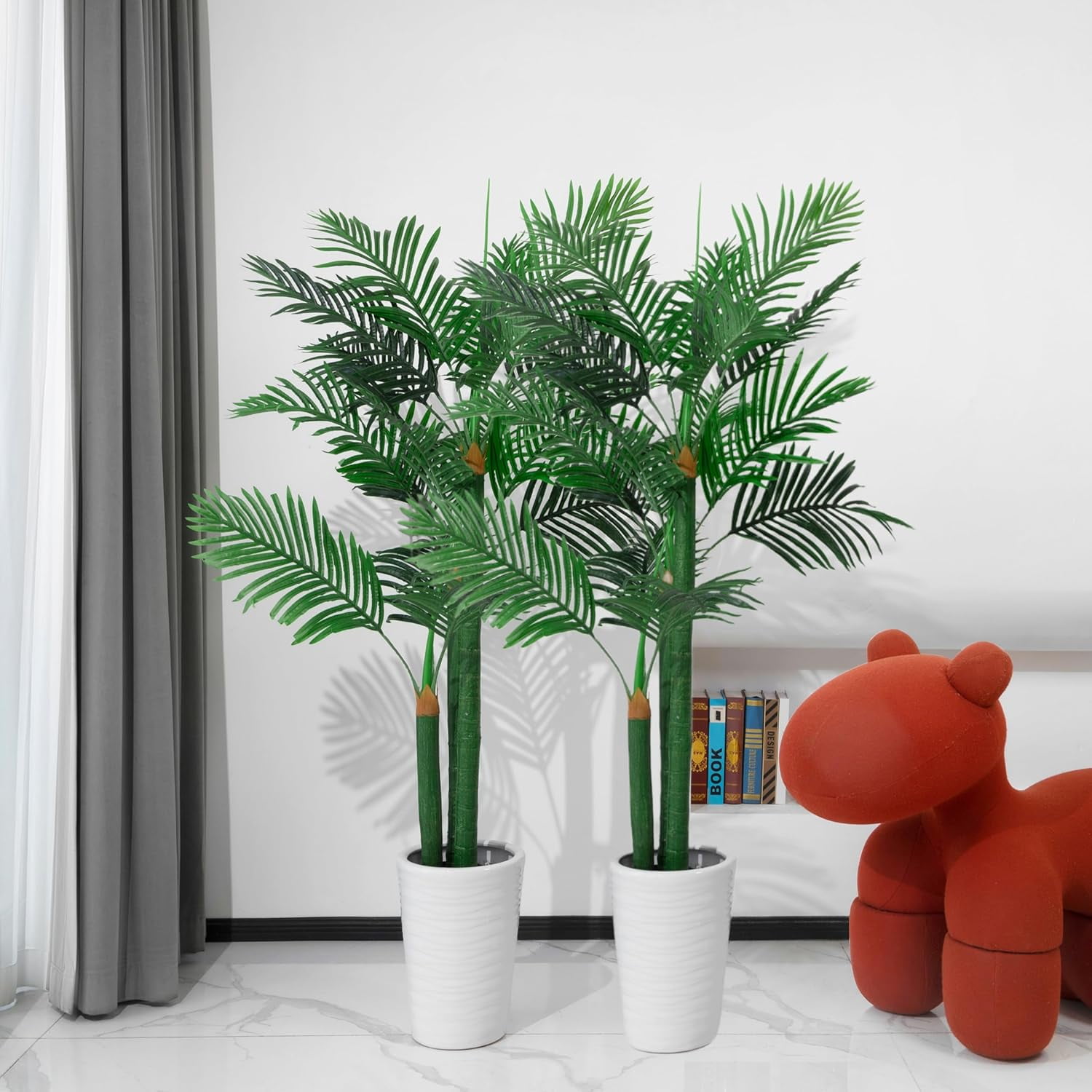 7 FT Artificial Palm Tree Indoor Fake Tree Large Tropical Faux Golden ...