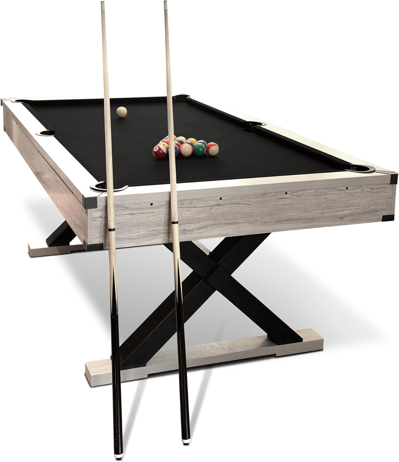 7 FT Billiard Tables, Pool Table with 2 Cue Sticks, Billiard Balls ...