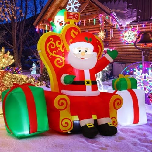 7 FT Christmas Decorations Outdoor Inflatables Santas Elf Gift Box ...