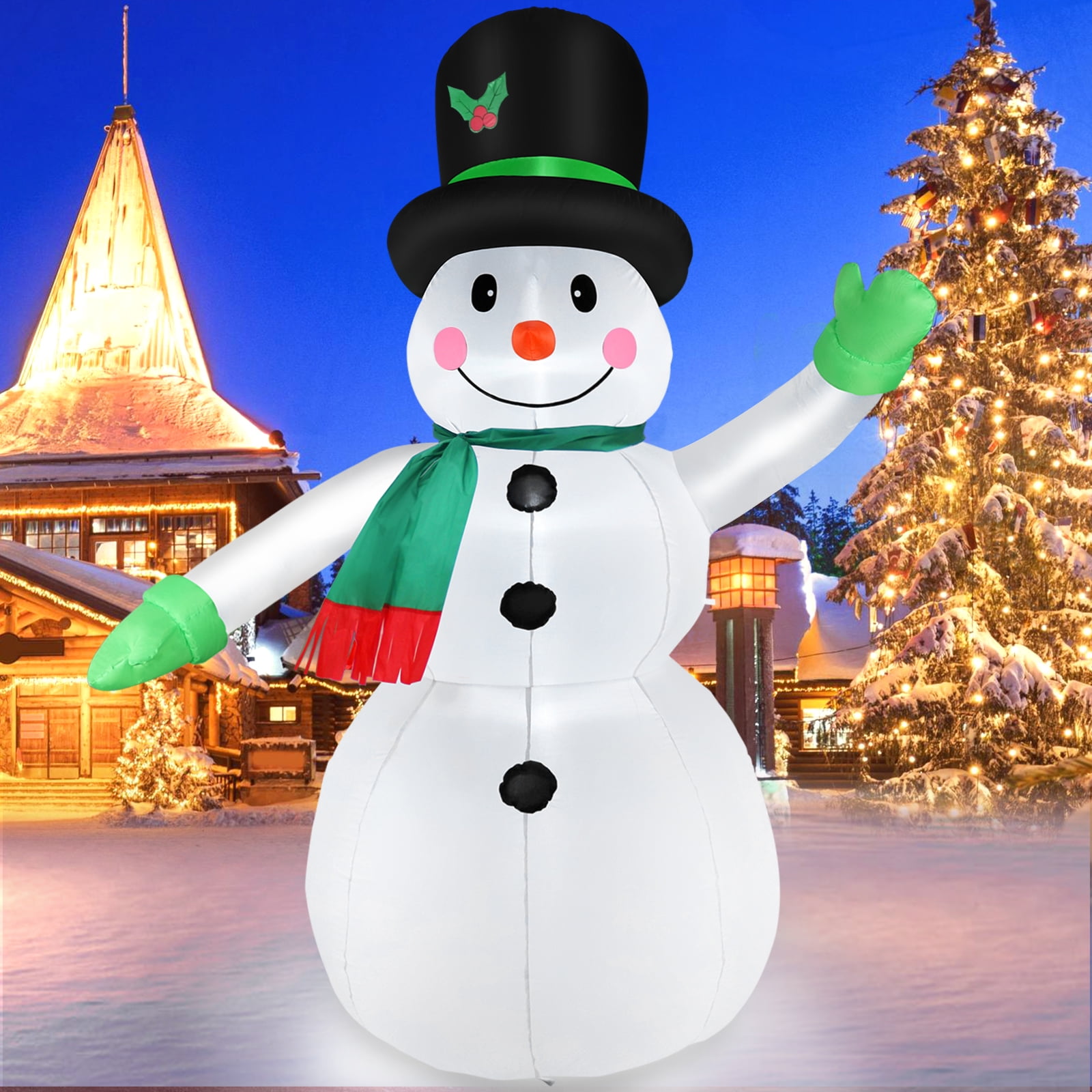 7 FT Christmas Inflatables Snowman Wear Hat Outdoor Yard Decorations ...