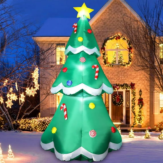 7 FT Christmas Inflatables Tree Decorations Outdoor, Blow up Christmas ...