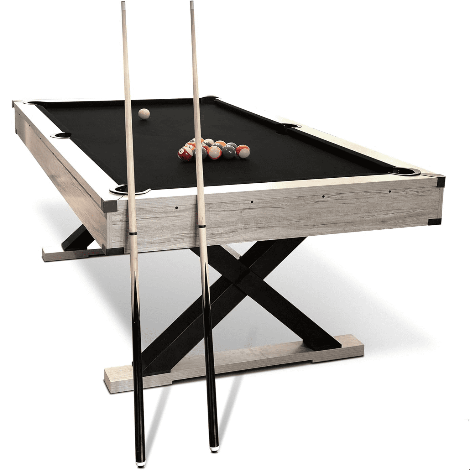 7 FT Pool Table with 2 Cue Sticks, Billiard Balls, Cues, Cleaning Brush ...