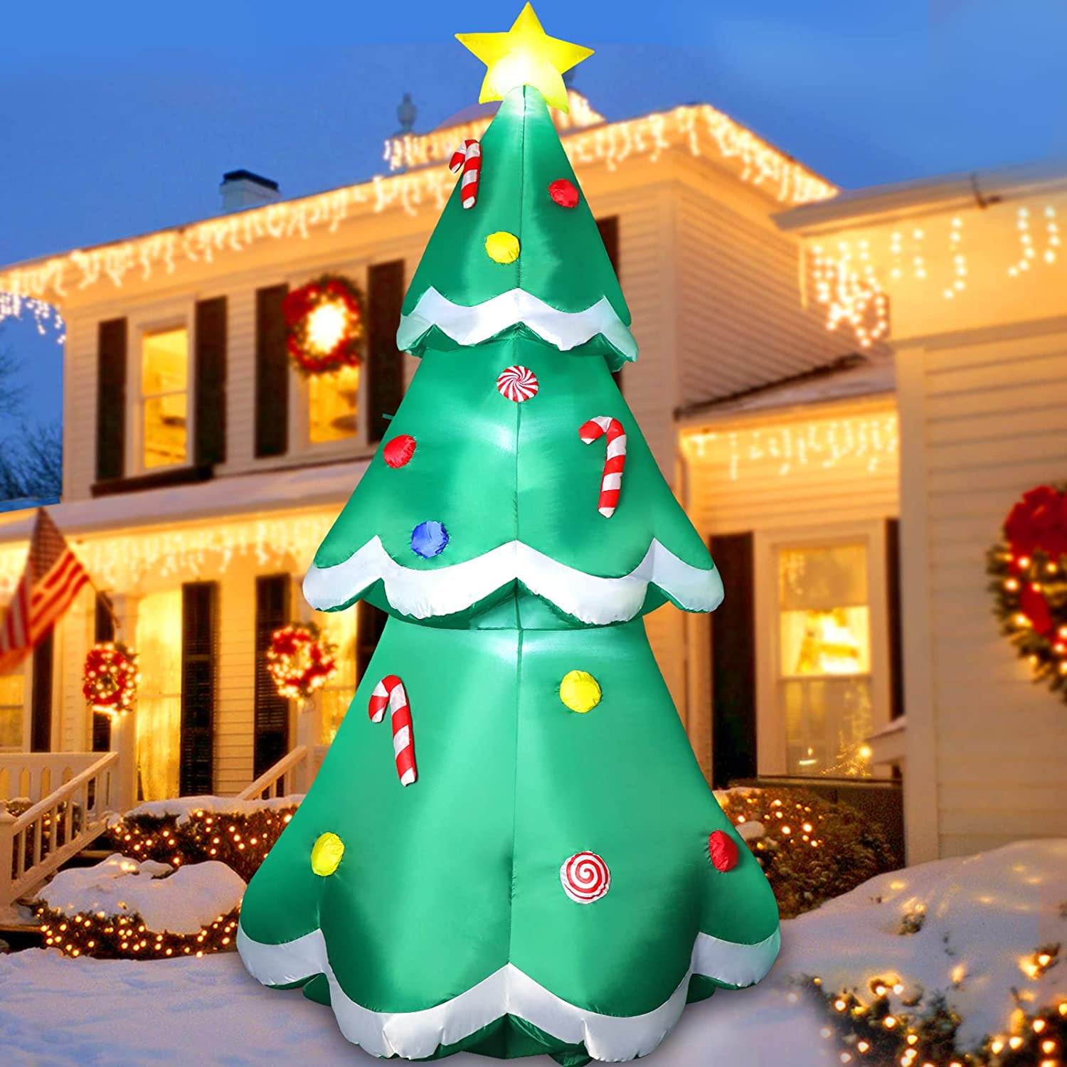 7 Ft Tall Christmas Inflatables Tree Decorations Outdoor Blow Up
