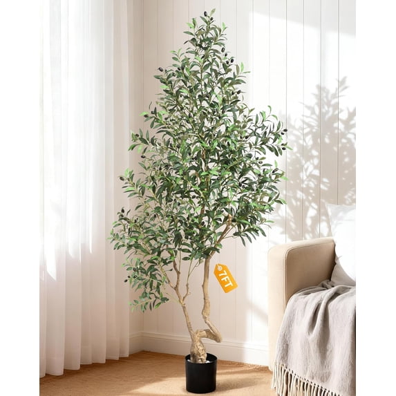 7 FT Tall Faux Olive Tree, Look Real Olive Trees Artificial Indoor with ...