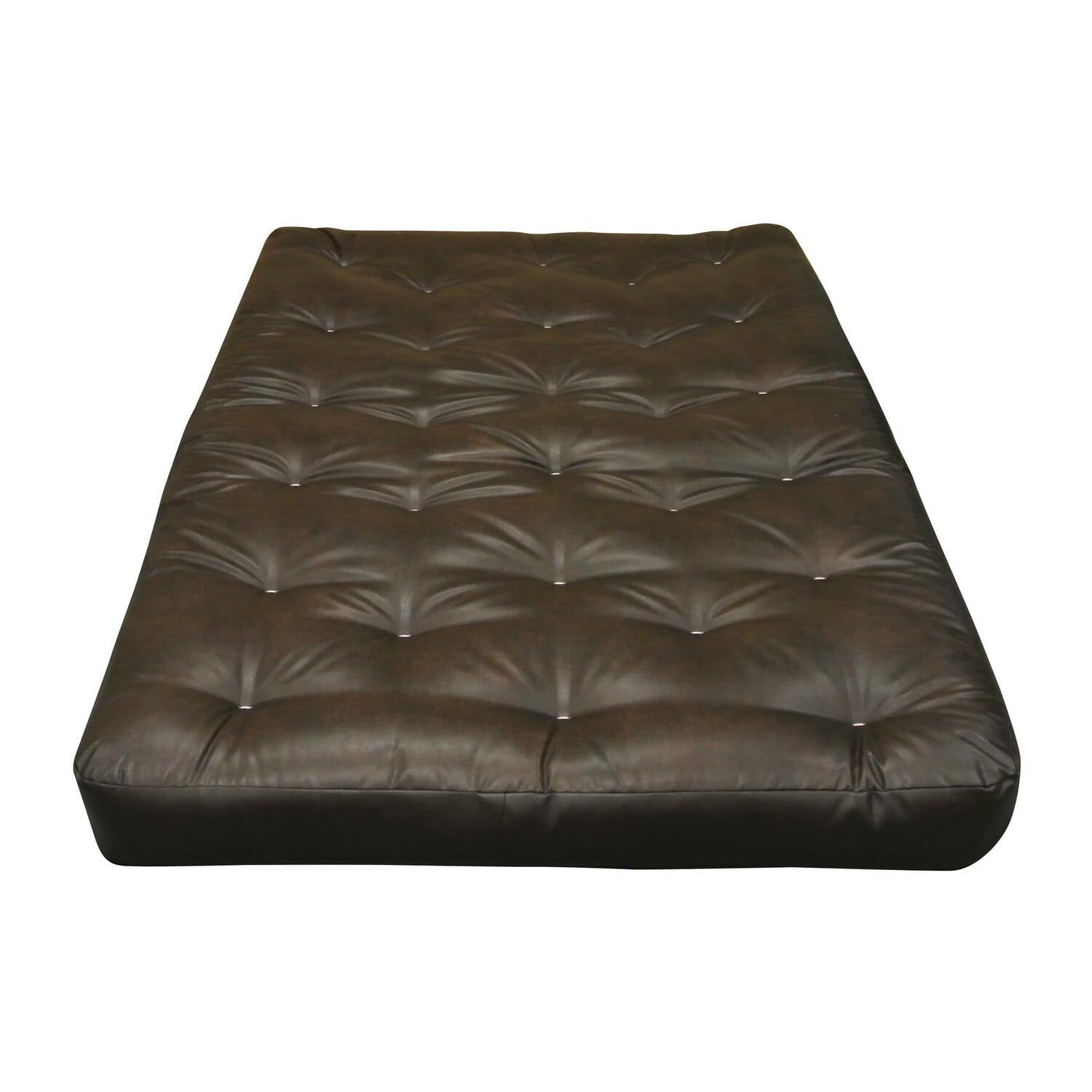 7" FeatherTouch I #624 Full Leather Futon Mattress-Color:Dark Brown ...