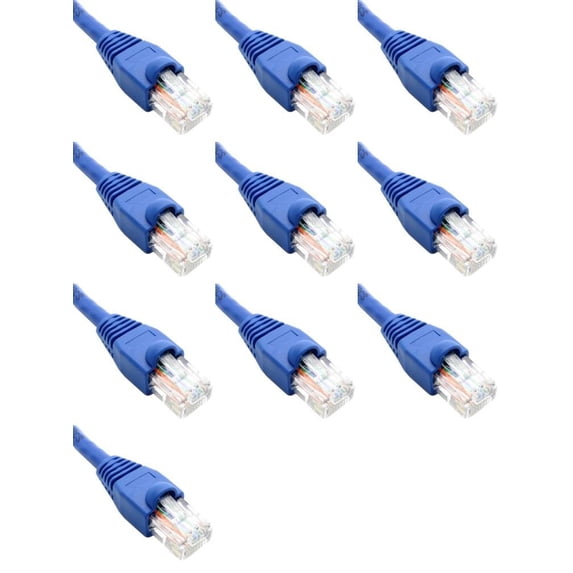 7 Feet Cat6 Ethernet Network Patch Cables Blue RJ45 m/m (10 Pack ...