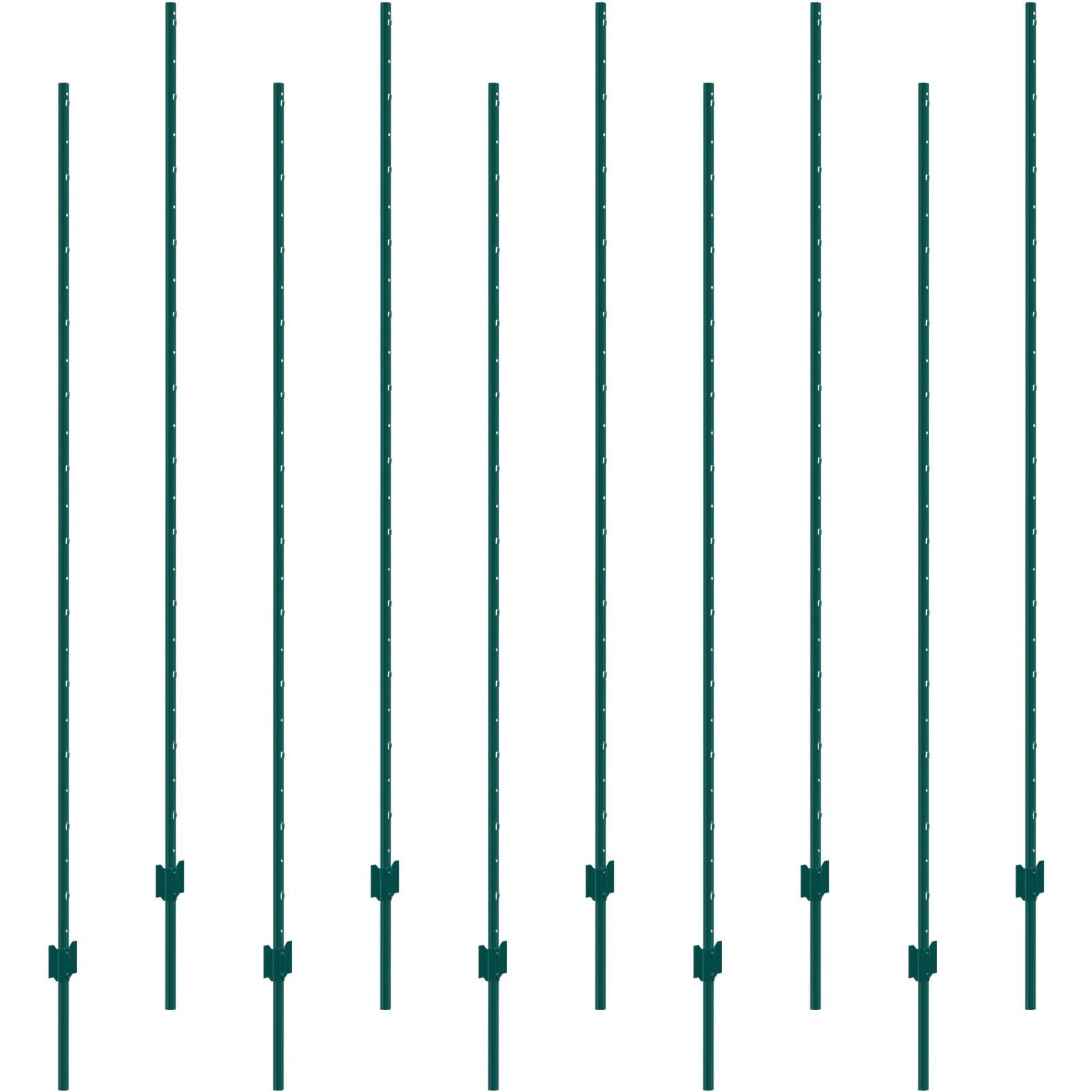 7 Feet Fence Post 10 Pack T-Post Heavy Duty Metal Fence Posts Green ...