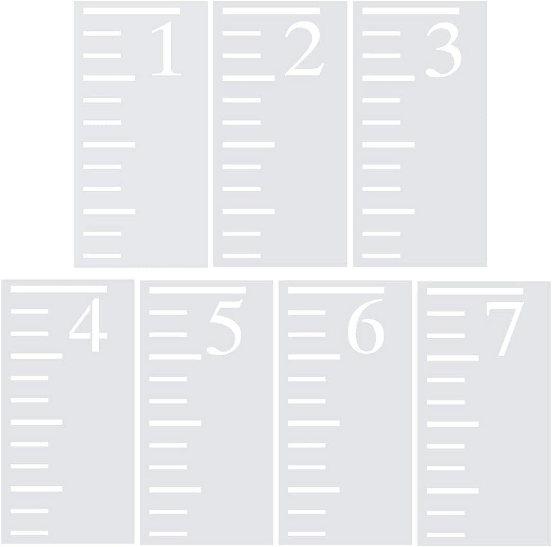 7 Feet Growth Chart Stencil, 7 Pcs Kids Height Growth Chart Reusable ...