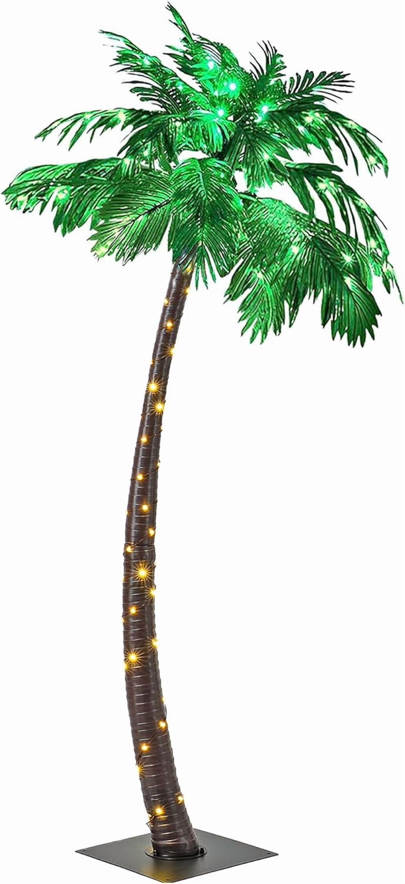 7 Feet Palm Tree 152LED Lights Artificial Fake Decoration for Tiki Bar ...