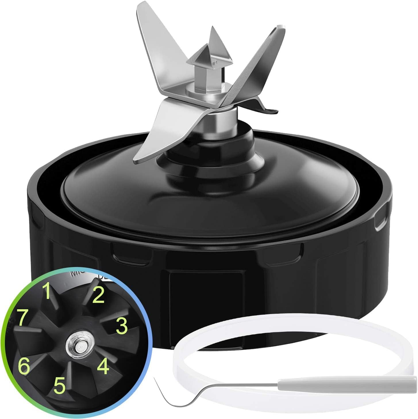 7-Fins Extractor Blade Assembly with Rubber Gasket Blender Replacement ...