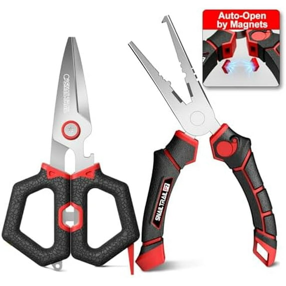 7" Fishing Pliers & 6" Scissors Kit, Saltwater Hook Remover Tool Set ...