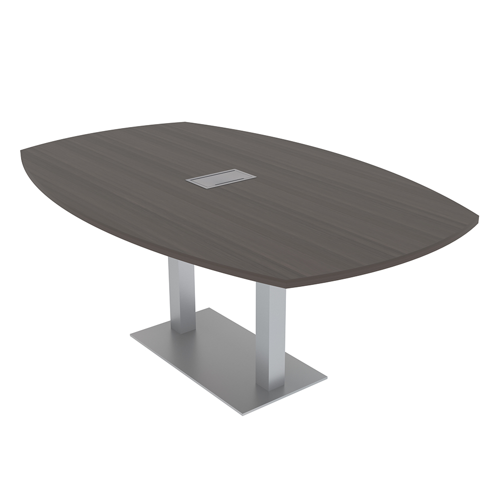 7 Foot Arc Boat Conference Table With Square Metal Base Power And Data ...
