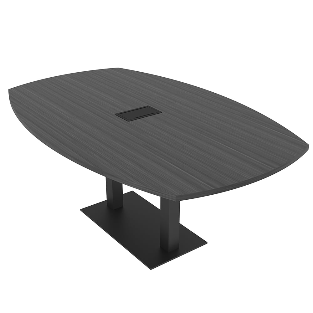 7 Foot Arc Boat Conference Table With Square Metal Base Power And Data ...