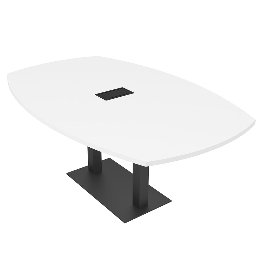 7 Foot Arc Boat Conference Table With Square Metal Base Power And Data ...
