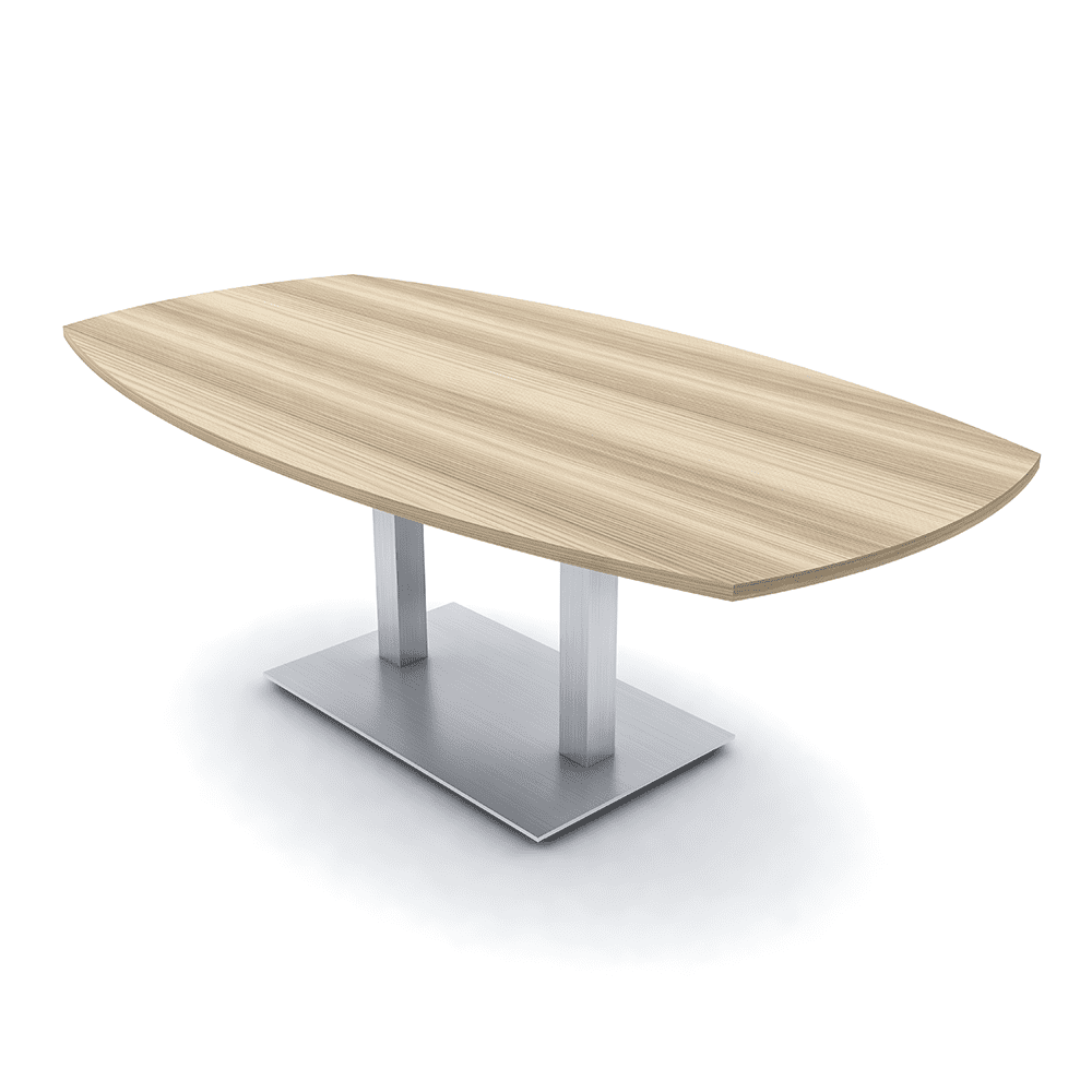 7 Foot Arc Boat Conference Table With Square Metal Base Power And Data ...