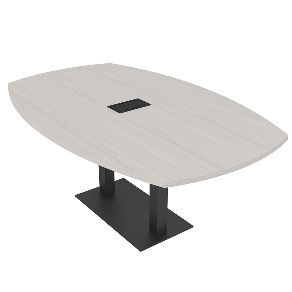 7 Foot Arc Boat Conference Table With Square Metal Base Power And Data ...
