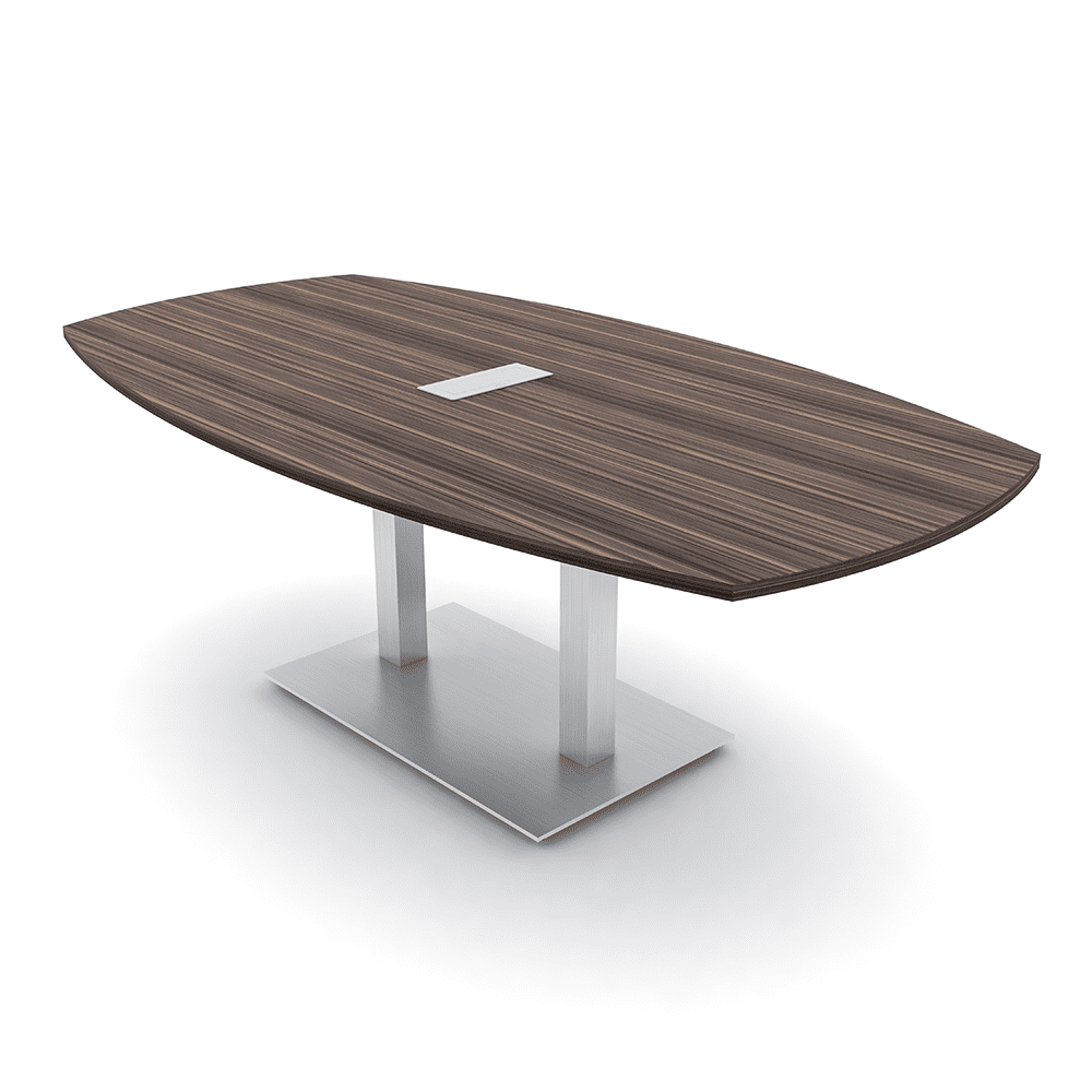 7 Foot Arc Boat Conference Table With Square Metal Base Power And Data ...