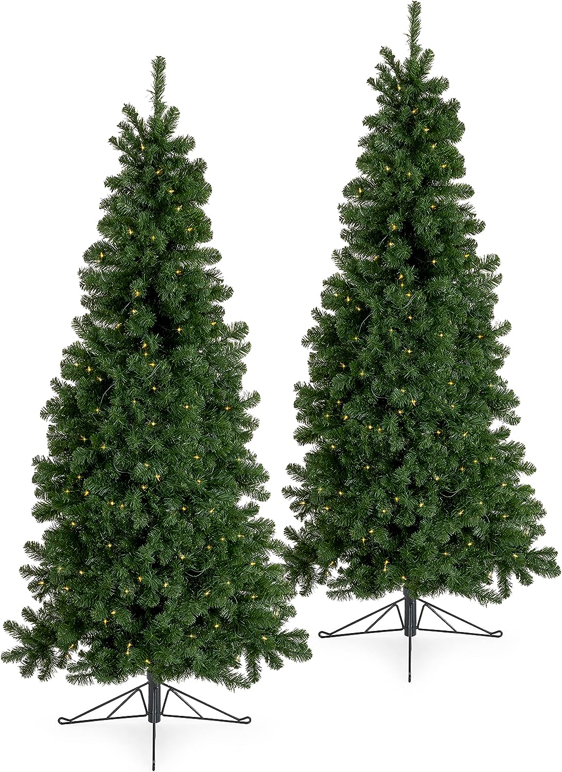 7 Foot Artificial Half Pine Pre-Lit Holiday Tree With 150 Warm White ...