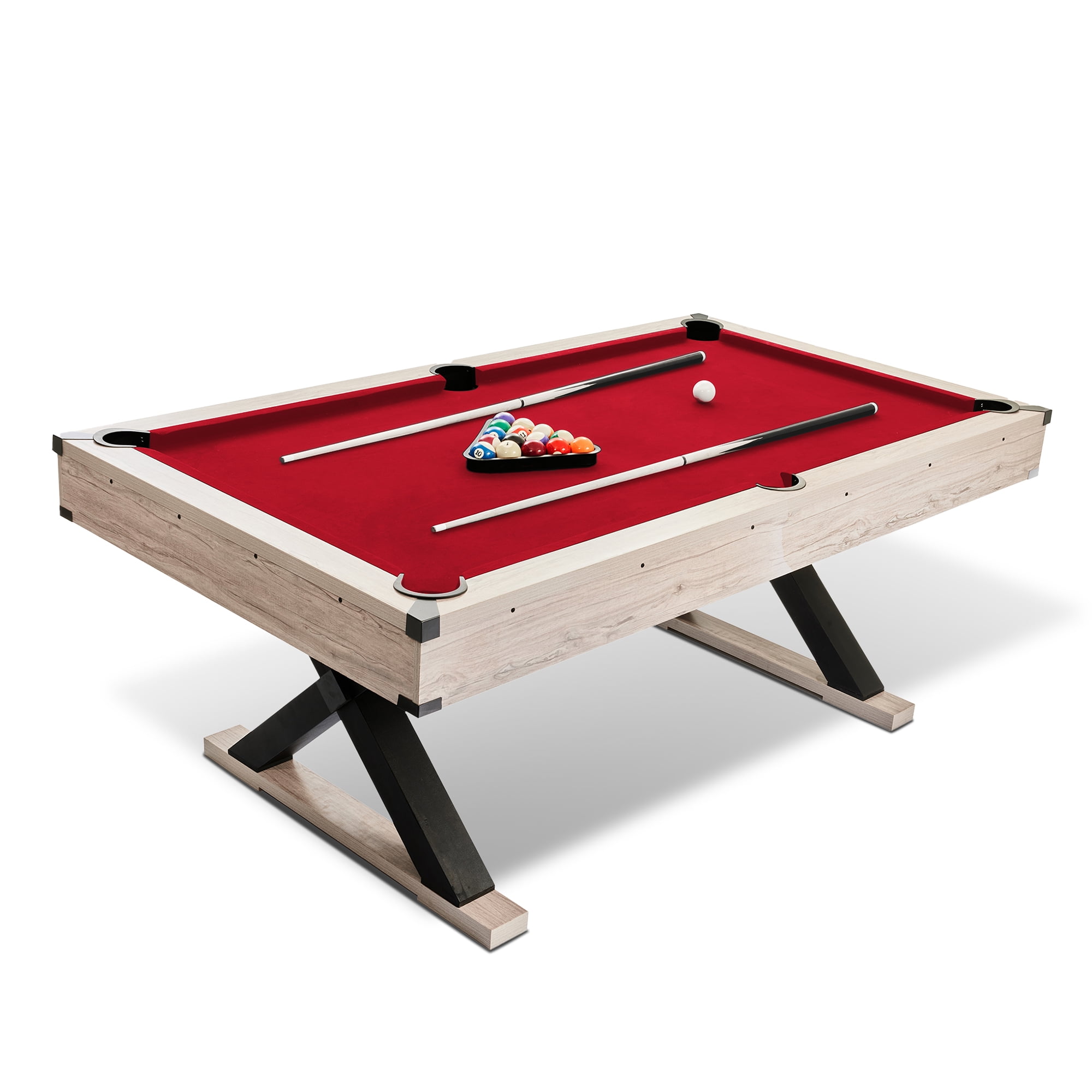 7 Foot Billiard Table Set, Complete Pool Table Package with 2 Cues ...