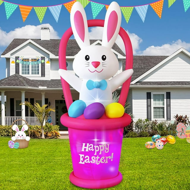 7 Foot Easter Inflatables Bunny Outdoor Decorations, Blow Up Rabbit ...