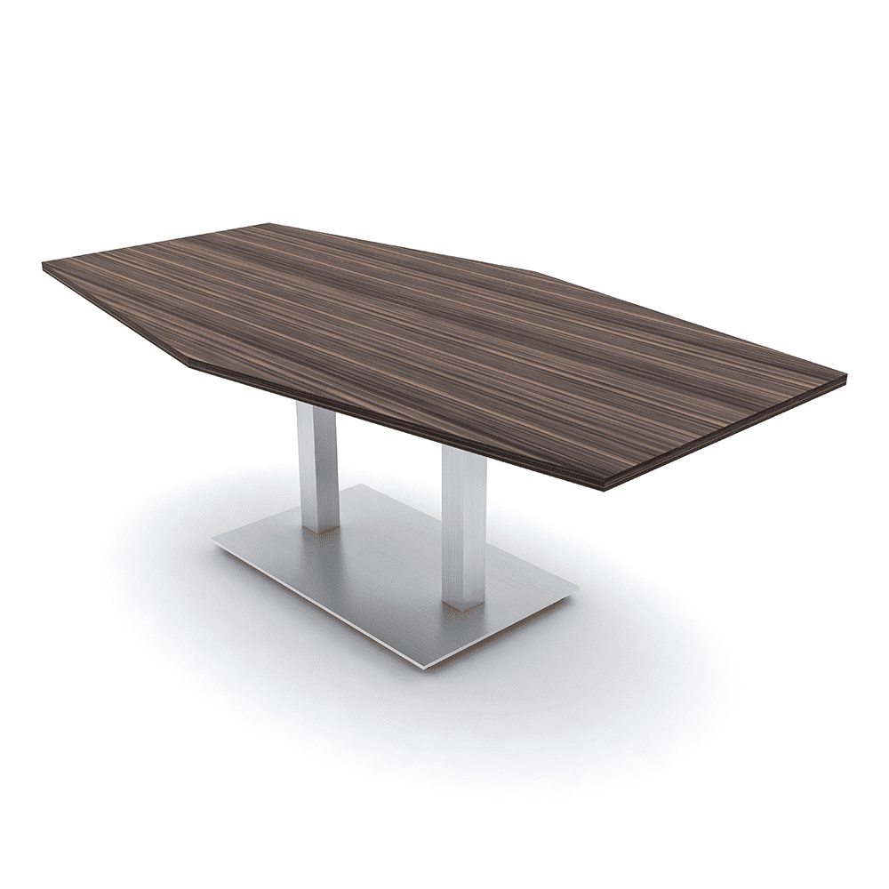 7 Foot Hexagon Conference Table With Square Metal Base Power And Data ...