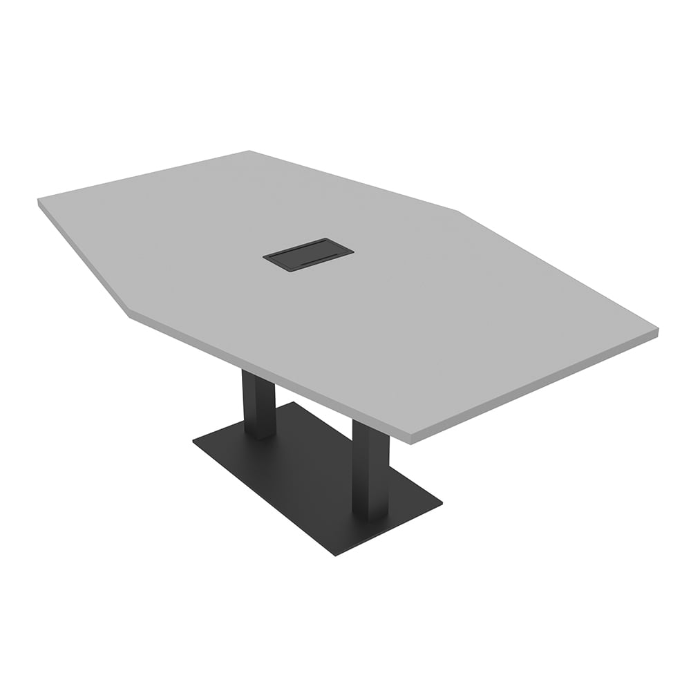 7 Foot Hexagon Conference Table With Square Metal Base Power And Data ...